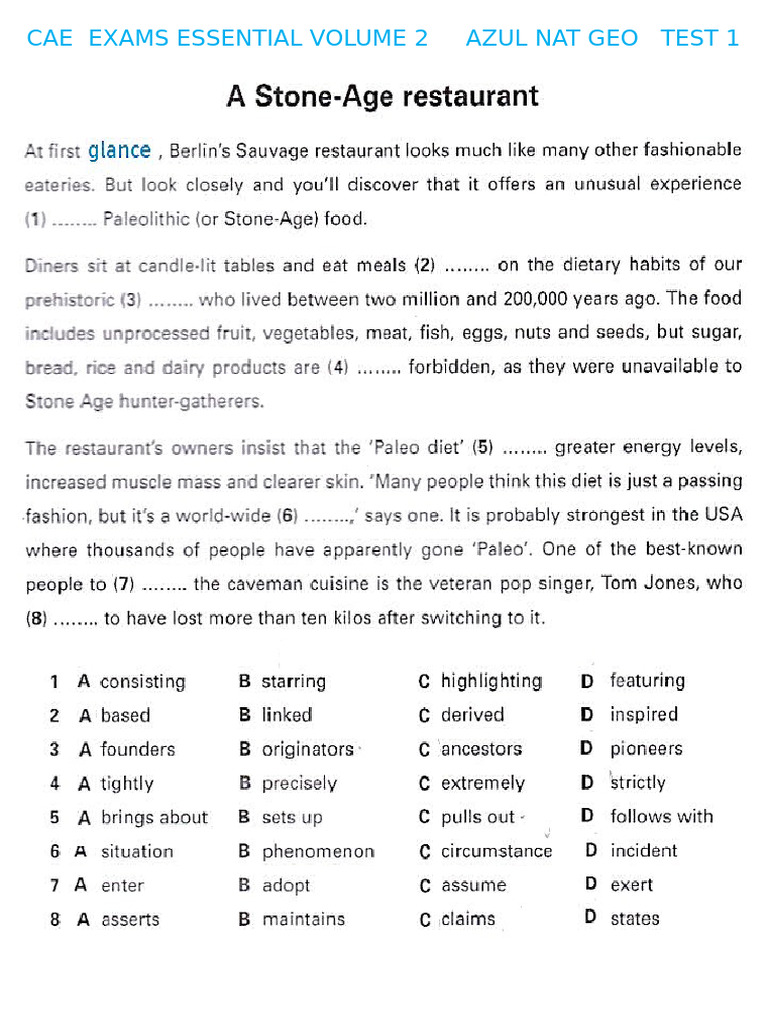 Cae Exams Essential Volume 2 Azul National Geographic | PDF