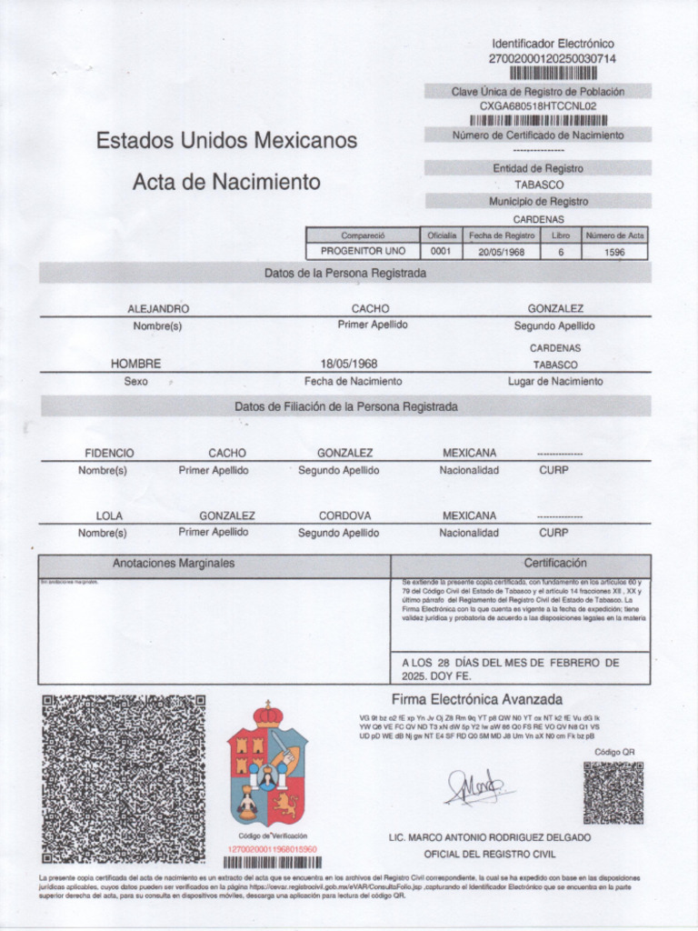 Acta Alejandro Cacho Gonzalez | PDF