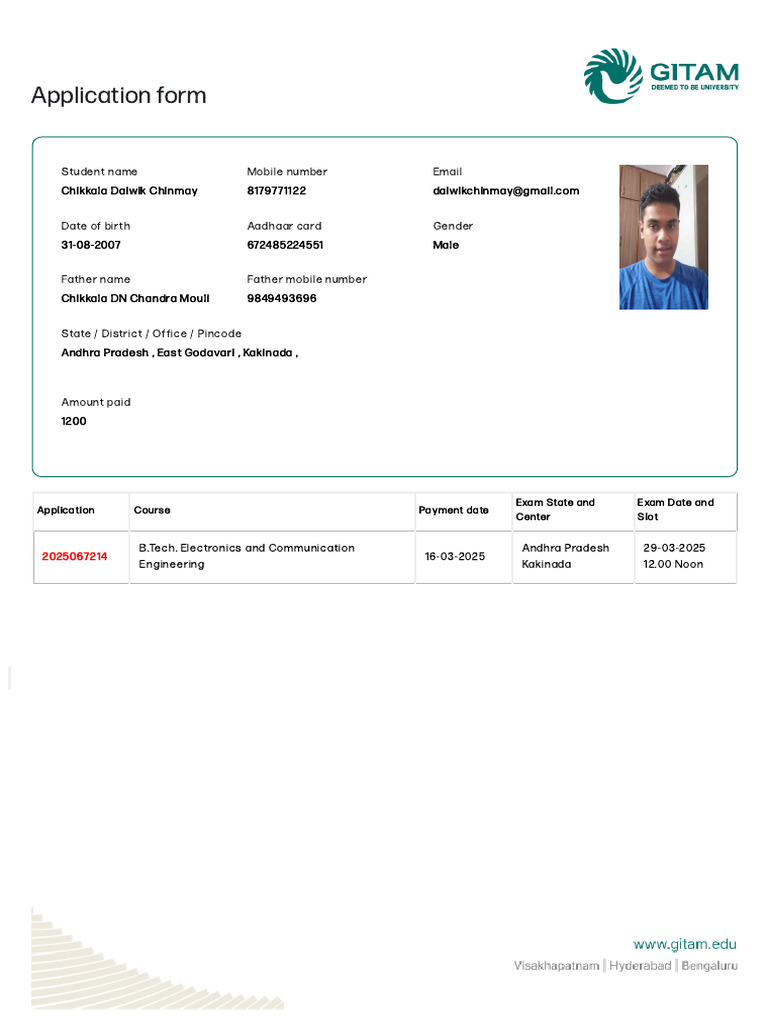 GITAM Admissions | PDF