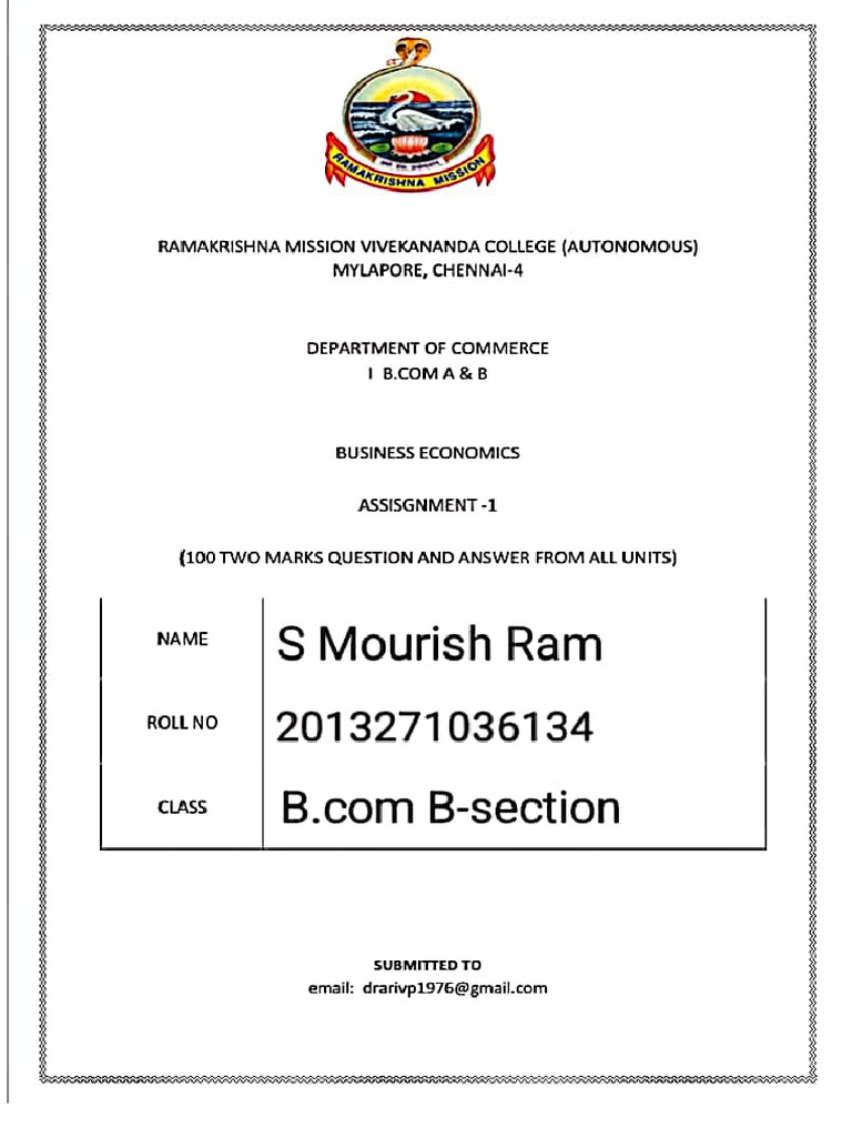 Business Economics Assignment-1 | PDF