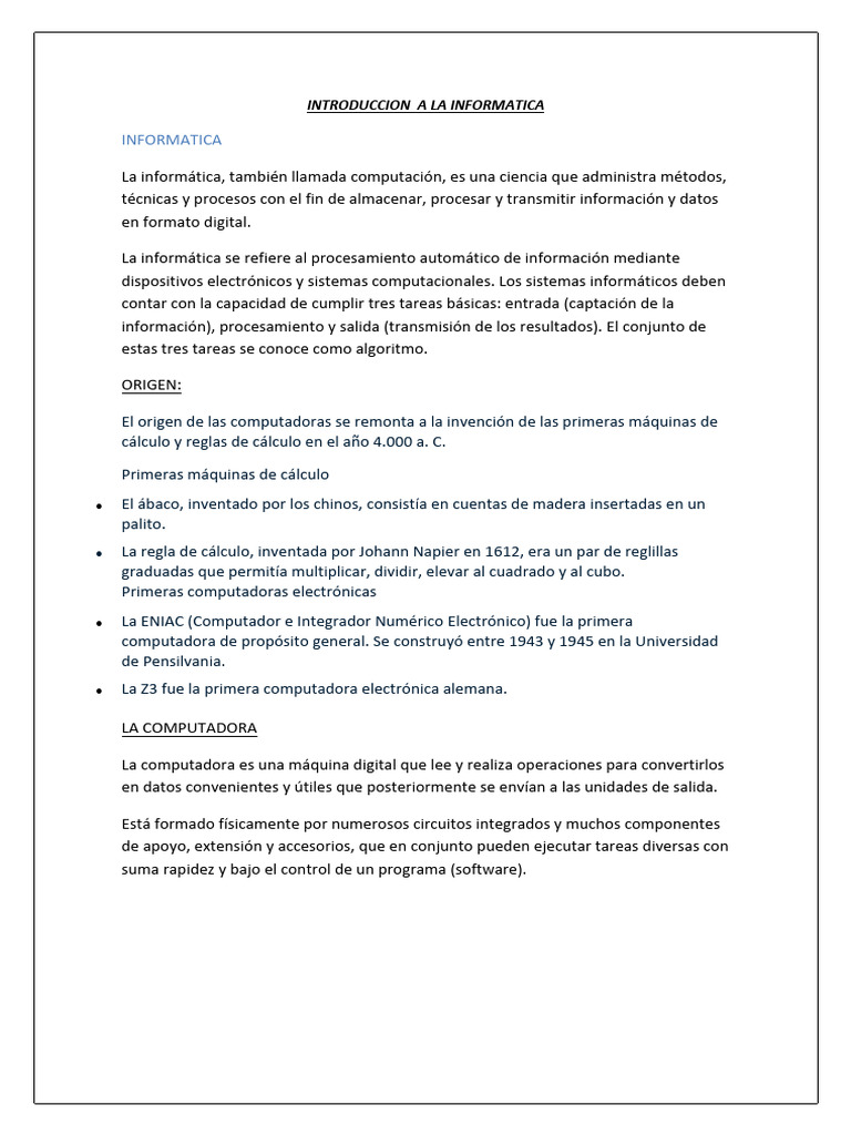 INTRODUCCION A LA INFORMATICA 1 | PDF | Informática | Circuito integrado