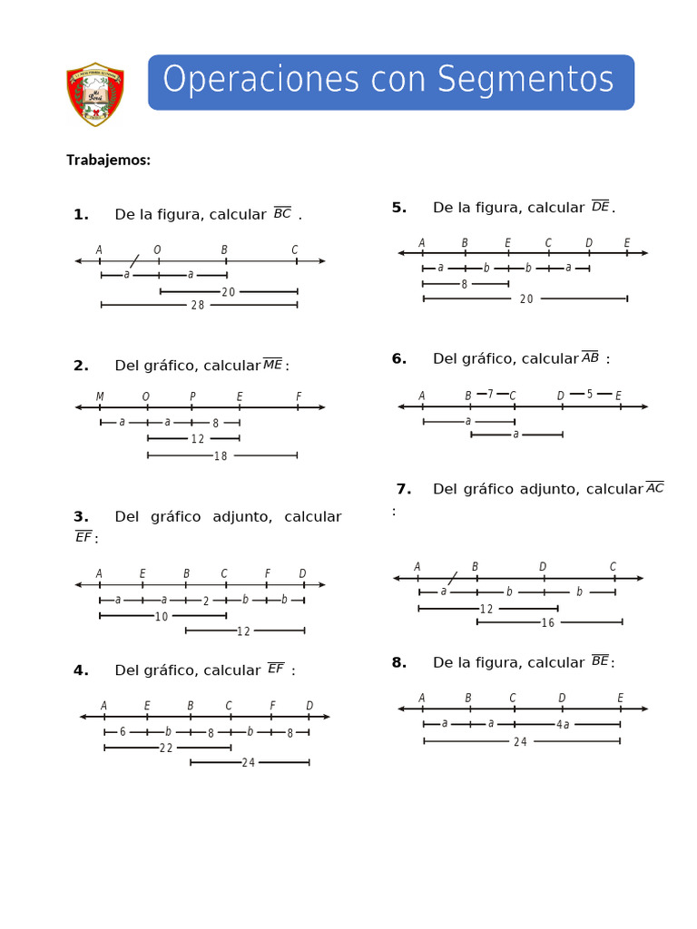 Ejercicios de Operaciones Con Segmentos | PDF