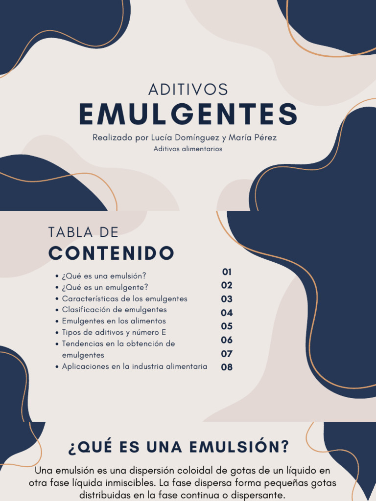 emulgentes aditivos (1) | PDF | Tensioactivo | Emulsión
