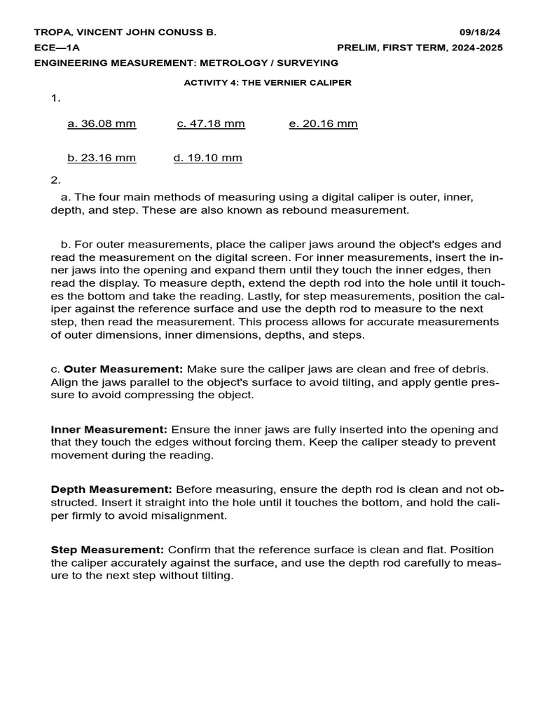 Activty 4 em Metrology - Tropa | PDF