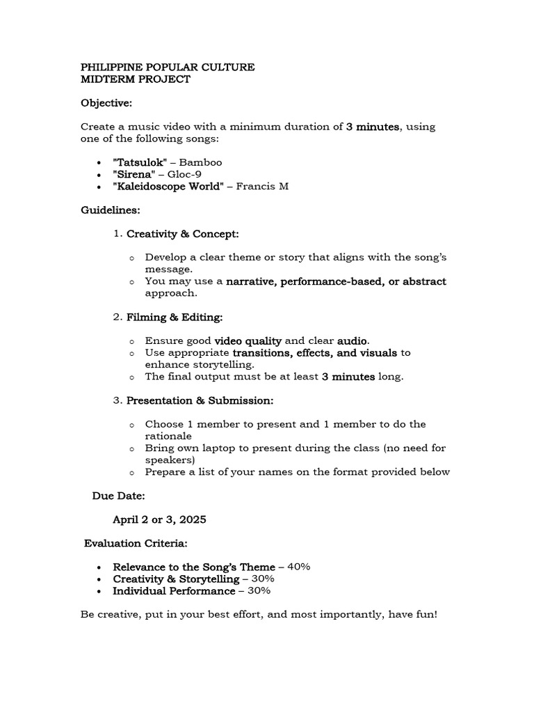 MT Project Philippine Popular Culture | PDF