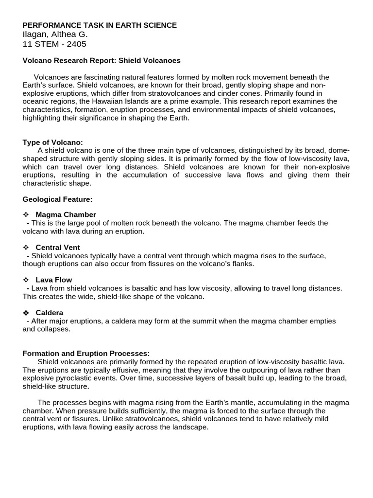 Performance Task in Earth Science | PDF | Volcano | Lava