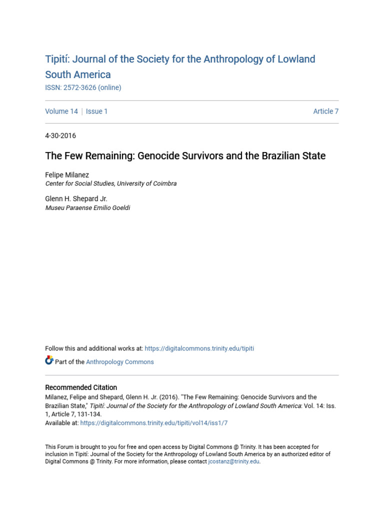 The Few Remaining - Genocide Survivors and The Brazilian State | PDF | Indigenous Peoples ...