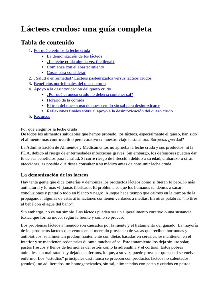 Guía Sobre La Leche Cruda | PDF | Leche | Productos lácteos