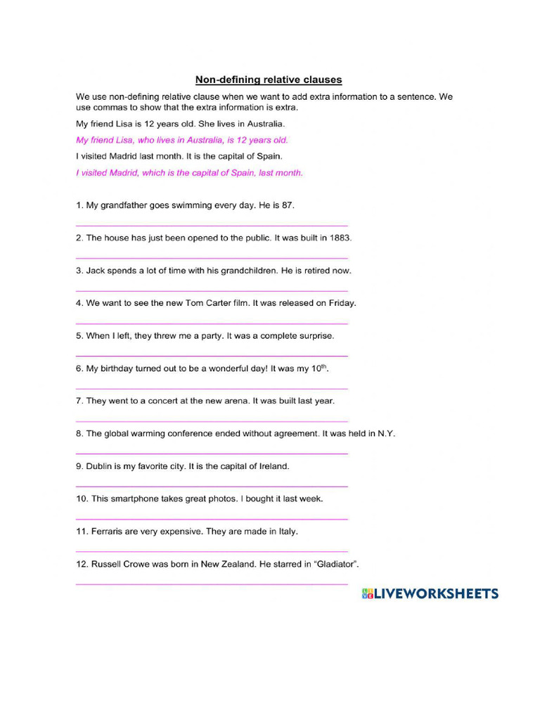 Non-Defining Relative Clauses | PDF