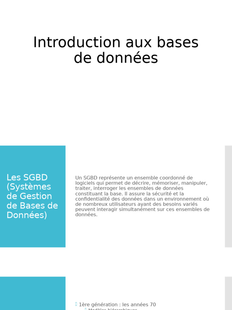 Introduction Aux Bases de Données | PDF | Bases de données | Informatique