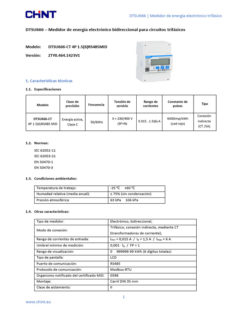 Chint Dtsu666 100a Medicion Indirecta + 3 Toroidales | PDF ...