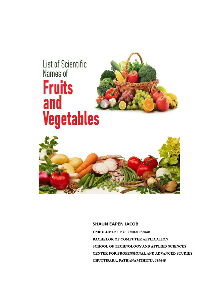 Scientific Names of Fruits & Vegetables | PDF