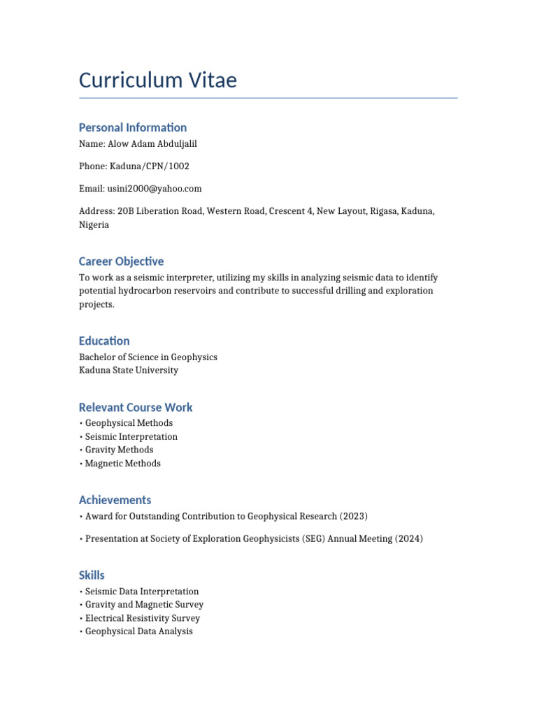 Alow Adam Abduljalil CV v2 | PDF