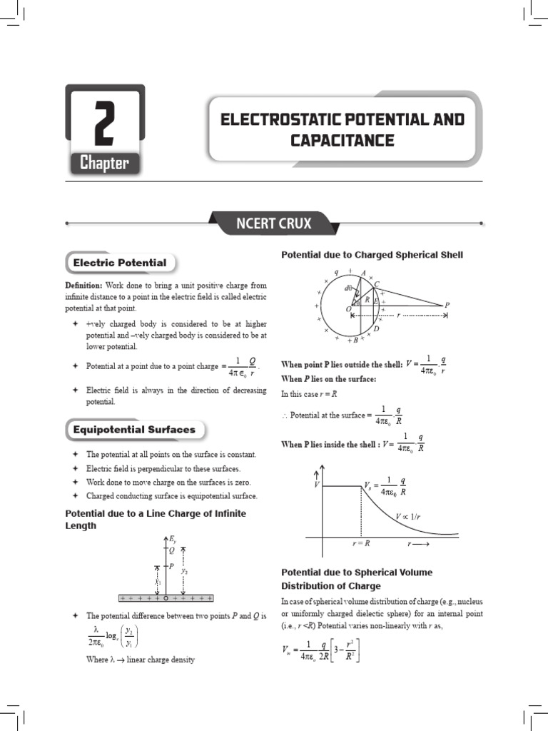 02 - Electrostatic Potential and Capacitance - (Theory) | PDF | Sphere | Electric Field