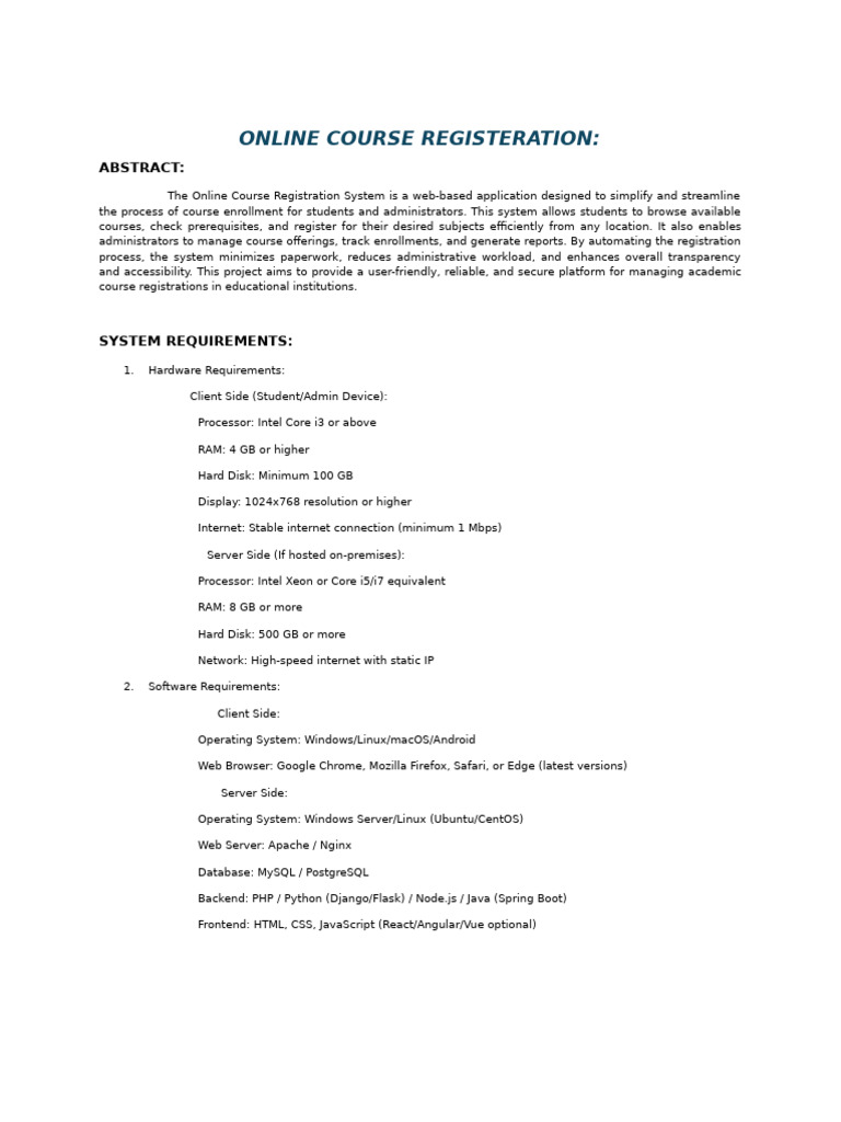 Online Course Registration | PDF | My Sql | Php