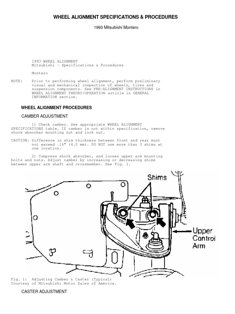 Wheel Alignment Specifications and Procedures | PDF | Nut (Hardware ...