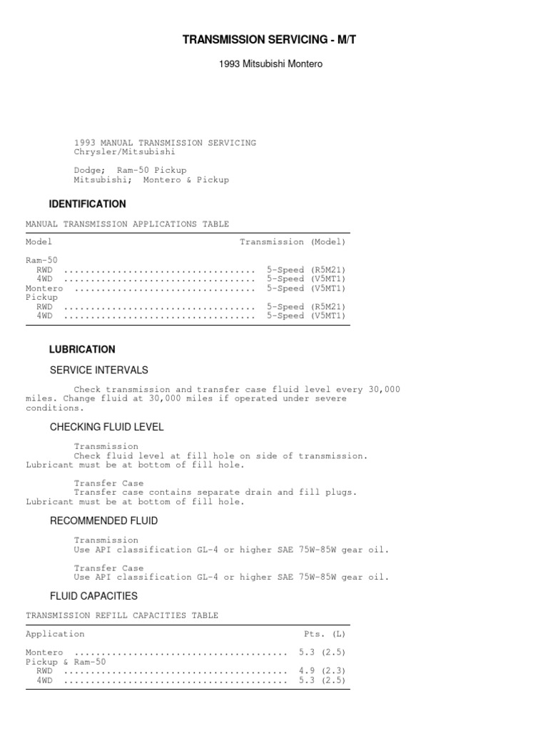Transmission Servicing MT | PDF | Four Wheel Drive | Mechanical Engineering
