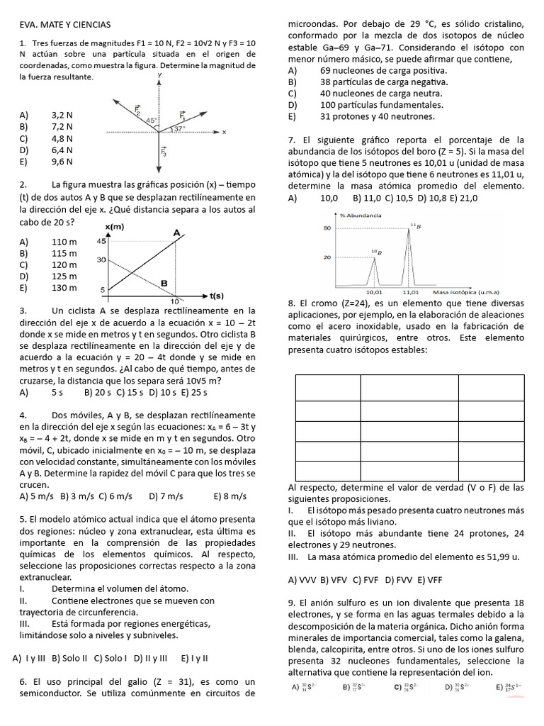 Eva. Ciencias y Mate Sin Claves | PDF | Isótopo | Neutrón