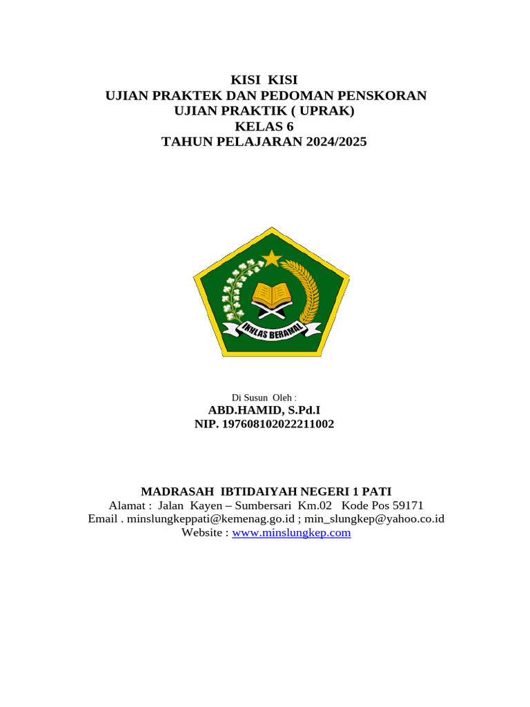 Kisi-Kisi Ujian Praktik Fiqih Kelas 6 | PDF