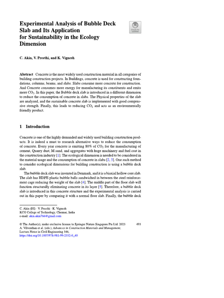 Bubble Deck Slab Experimental Research | PDF