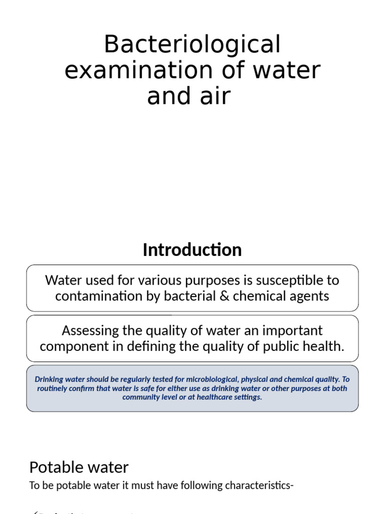 Bacteriological Examination of Water and Air | PDF | Drinking Water ...