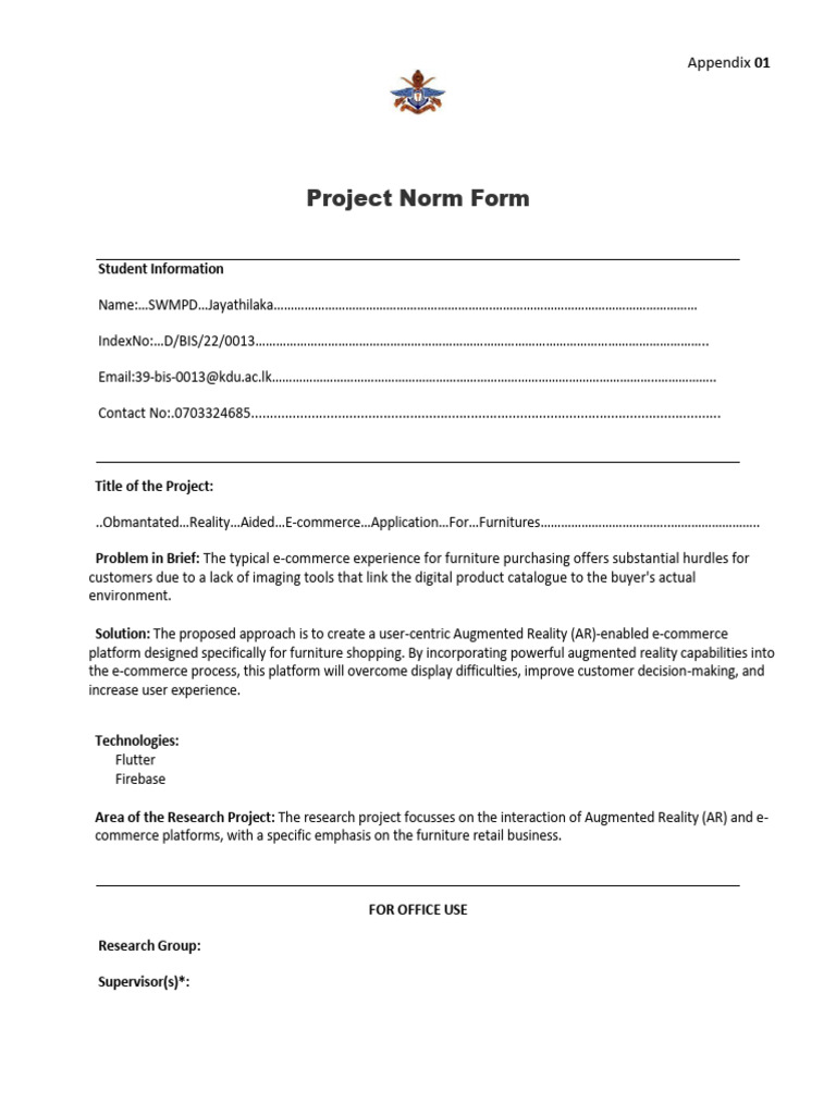 Appendix 01 Project Norm Form (1) | PDF