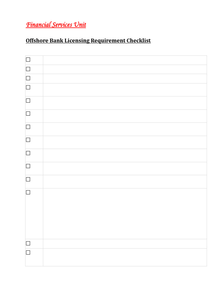 Offshore Banking Checklist | PDF | Affidavit | Companies