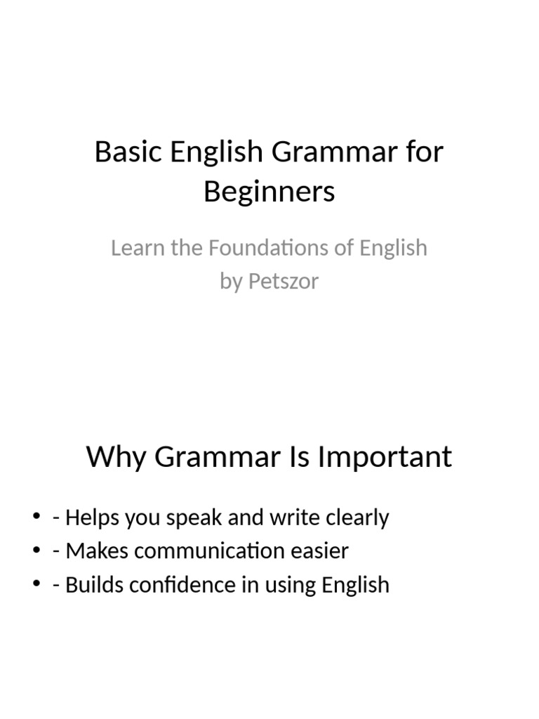 Basic English Grammar for Beginners | PDF