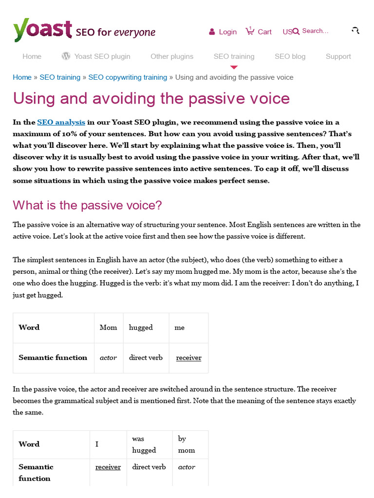 Using and Avoiding The Passive Voice - Yoast | PDF | Verb | Linguistics