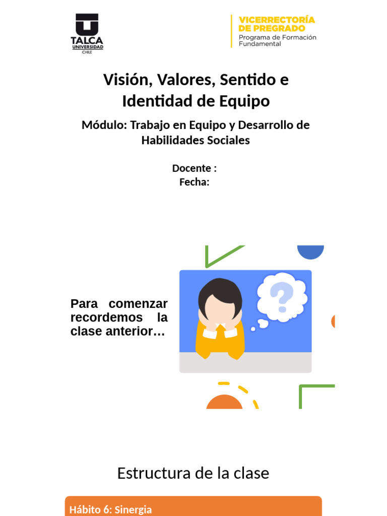 Presentación Clase 4, Visión y Valores Del Equipo | PDF | Motivación ...