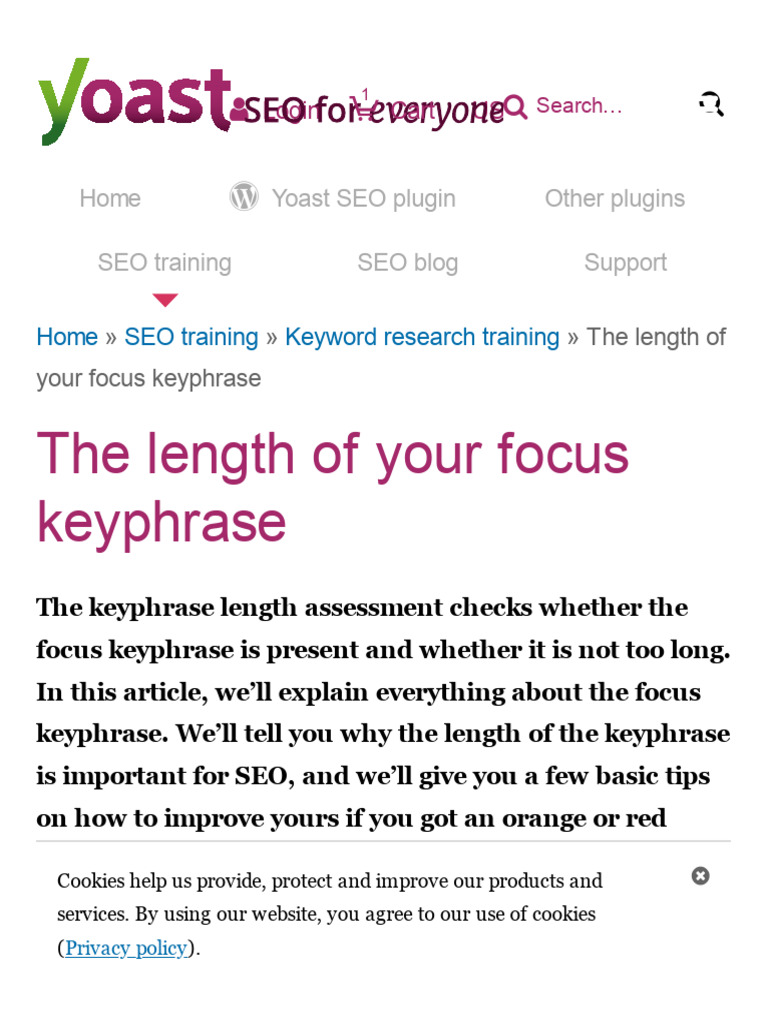 The Length of Your Focus Keyphrase • Yoast | PDF | Search Engine Optimization