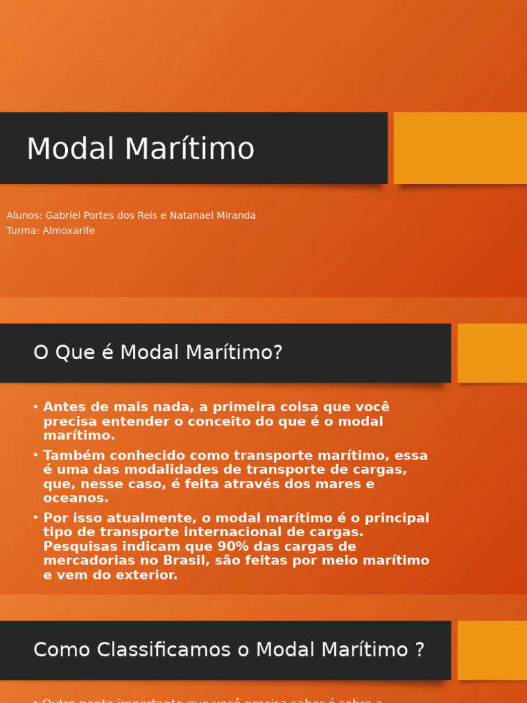 Modal Marítimo Da Turma de Almoxarife Projeto Final 2,0 | PDF | Transporte