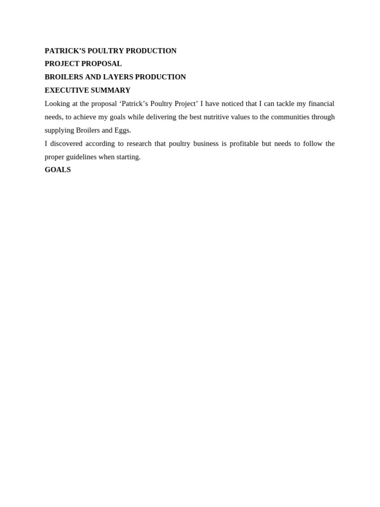 Poultry Production Project Proposal | PDF