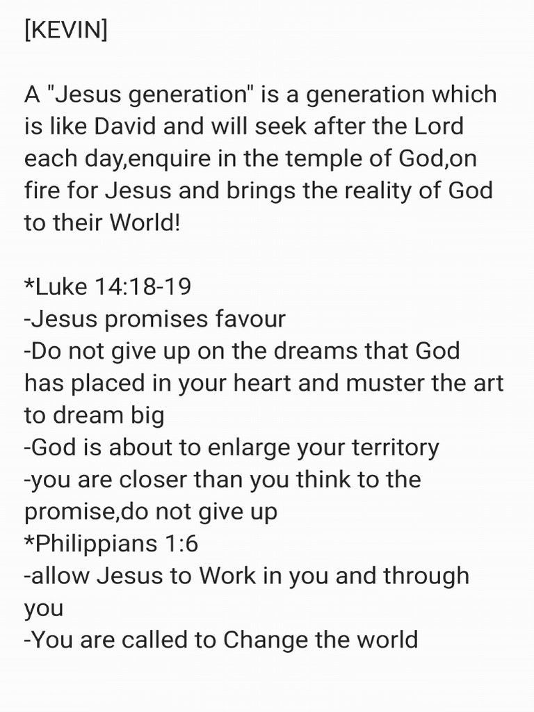 A Jesus Favour Over A Jesus Generation! | PDF