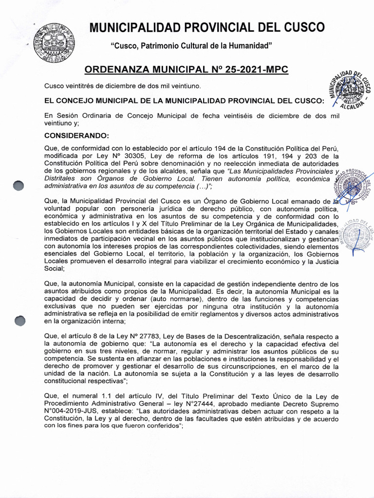 Om 025 2021 MPC | PDF | Gobierno local | Planificación urbana