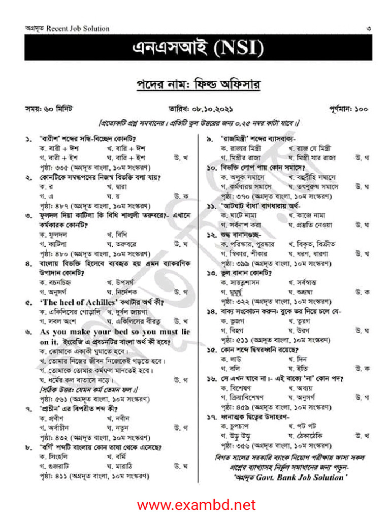 NSI Question Bank | PDF