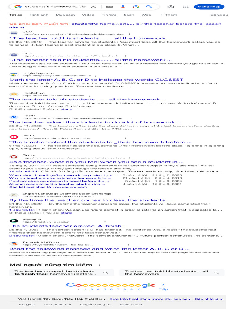 Students's Homework.... by The Teacher Before The Lesson Starts - Tìm ...