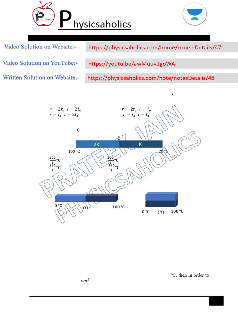 DPP-1 Heat Transfer - Conduction Rate of Flow of Heat Combination of Rods Series Parallel ...