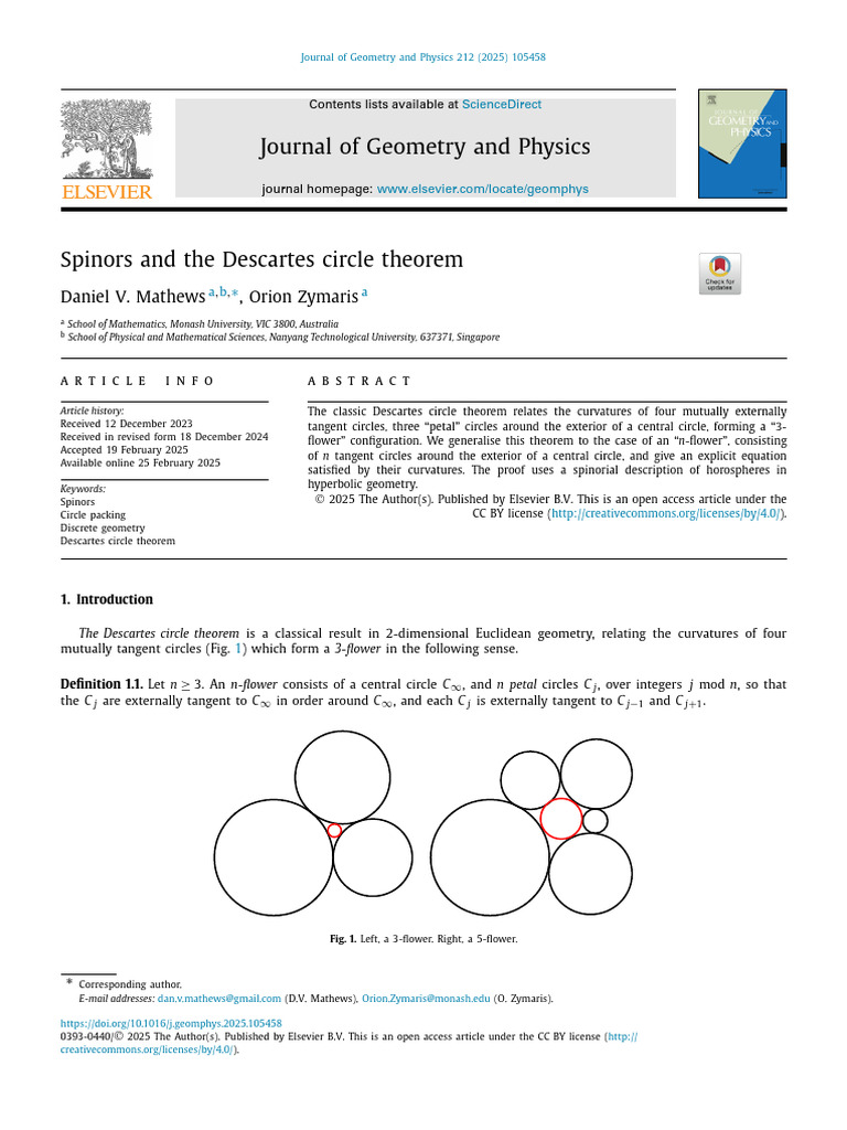 1-s2.0-S0393044025000427-main | PDF | Hyperbolic Geometry | Mathematics