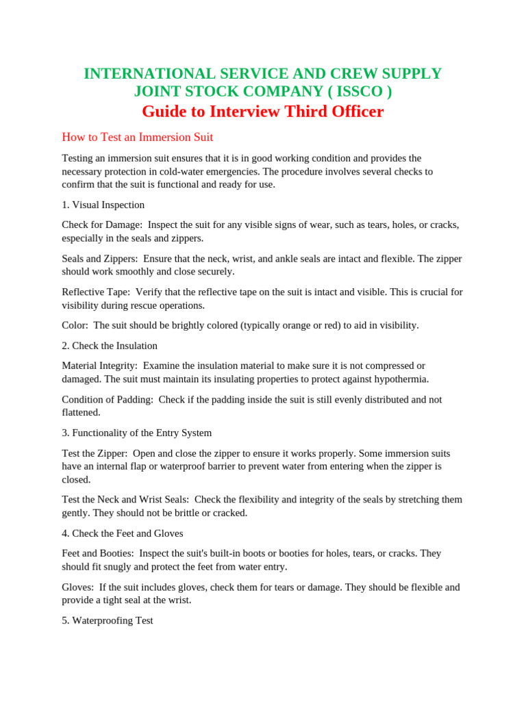 How to Test an Immersion Suit 3-0 bdd | PDF