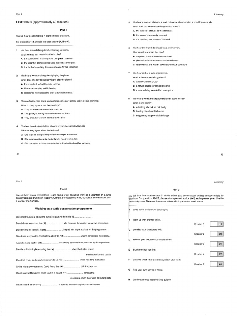 B2 FIRST 3 - Test 2 - Listening 2 | PDF