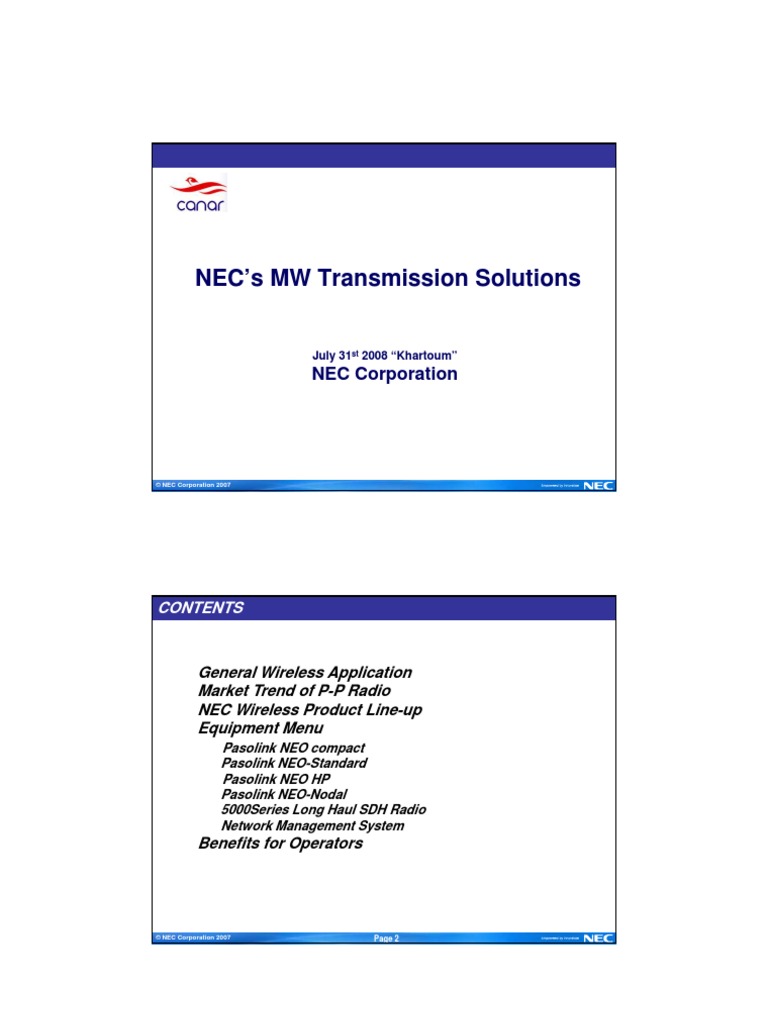 NEC's MW Transmission Solutions: NEC Corporation NEC Corporation | PDF ...