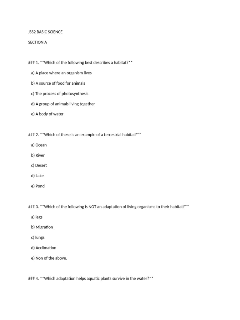 Nnenna Jss2 Basic Science Questions 1 | PDF | Food Web | Predation