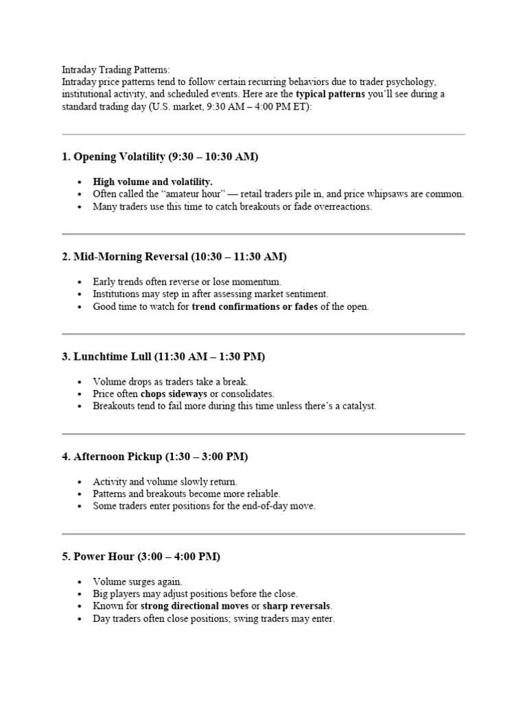 Intraday Trading Patterns | PDF