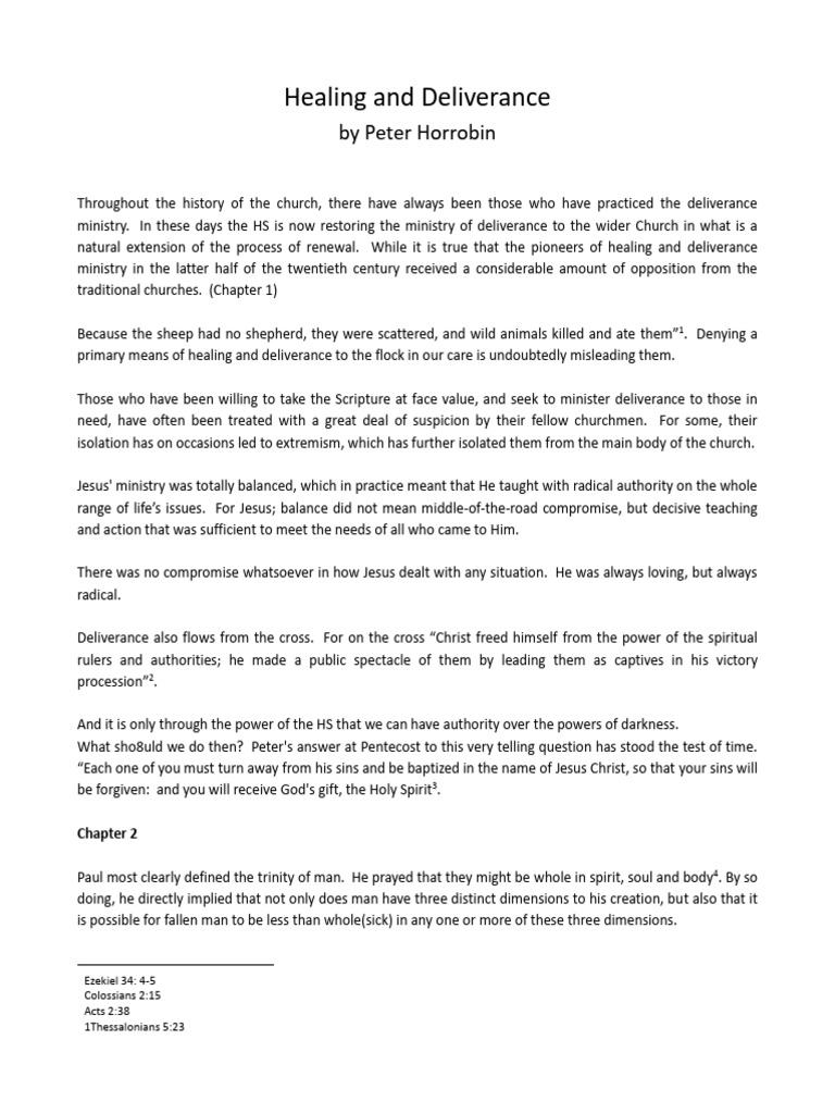 Peter Horrobin Healing and Deliverance | PDF | Deliverance Ministry | Jesus