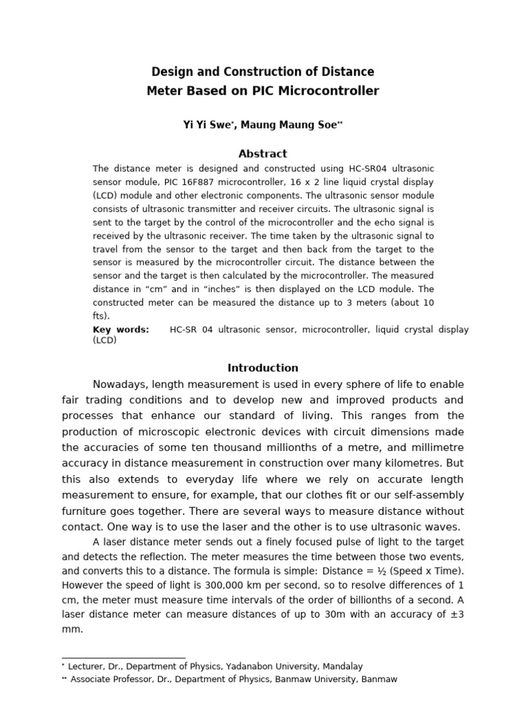 Design and Construction of Distance Meter Based On PIC Microcontroller | PDF | Microcontroller ...