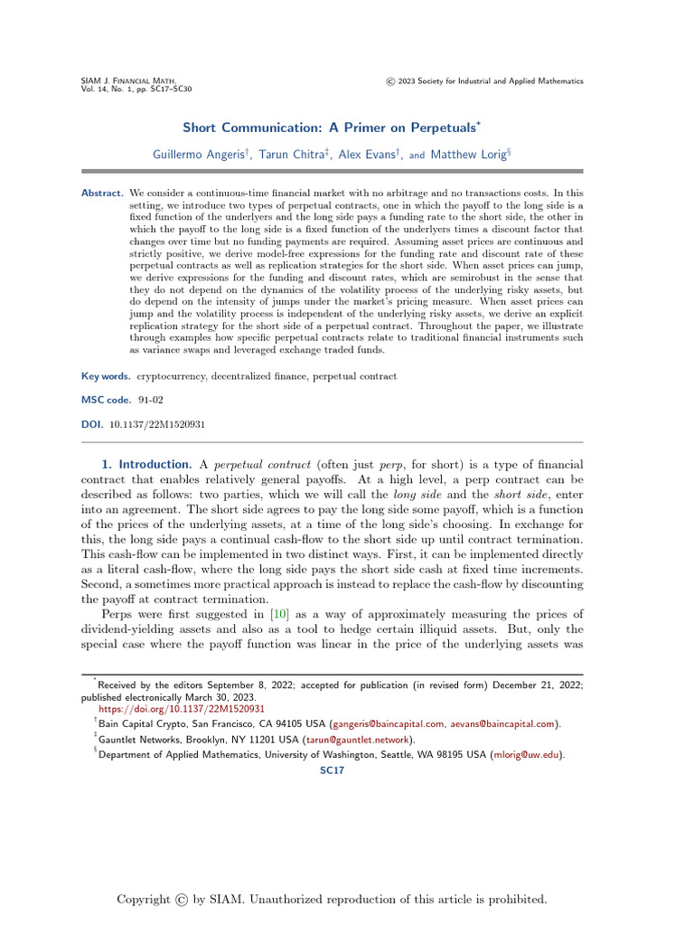 A Primer On Perpetuals | PDF | Cryptocurrency | Derivative (Finance)