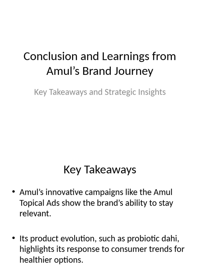 Amul Conclusion and Learnings | PDF