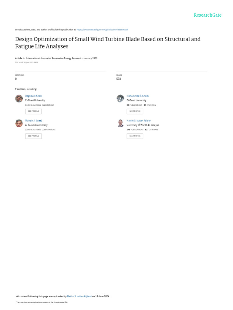10-IJECE-DESIGNOPTIMIZATION | PDF | Wind Turbine | Fatigue (Material)