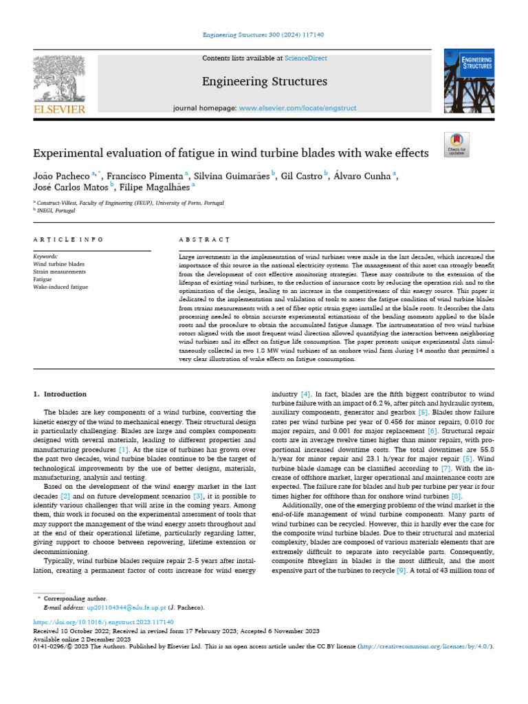 Experimental Evaluation of Fatigue in Wind Turbine Blad 2024 ...